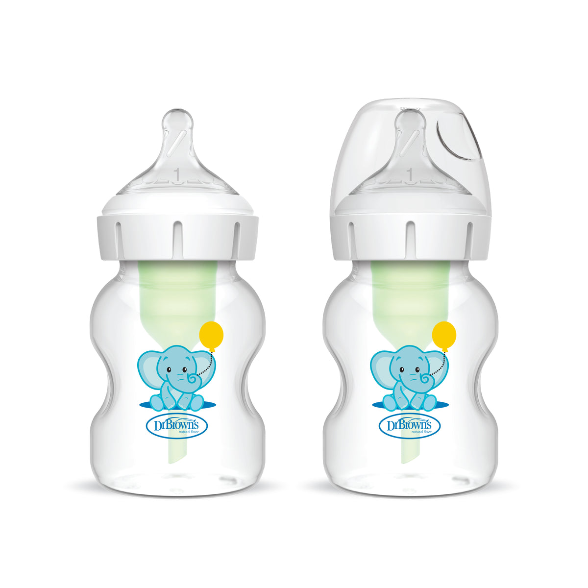 Dr Brown's 150ml Wide Neck Options+ Baby Bottle, Elephant, 2-Pack — Dr ...
